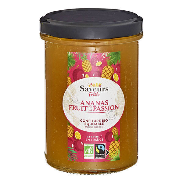 Confiture ananas et fruit de la passion moins sucrée 230g | Greenweez