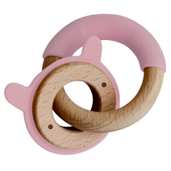 Double anneau de dentition en bois et silicone | Greenweez