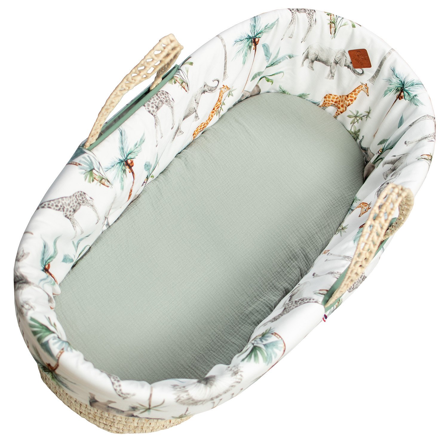 Habillage de couffin en satin de coton, Safari | Greenweez