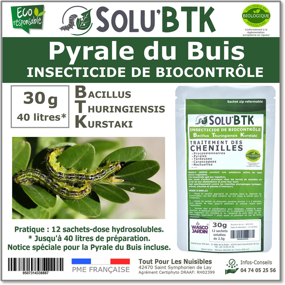 SoluBTK -Pyrale du buis 30gr Bacillus thuringiensis Kurstaki | Greenweez