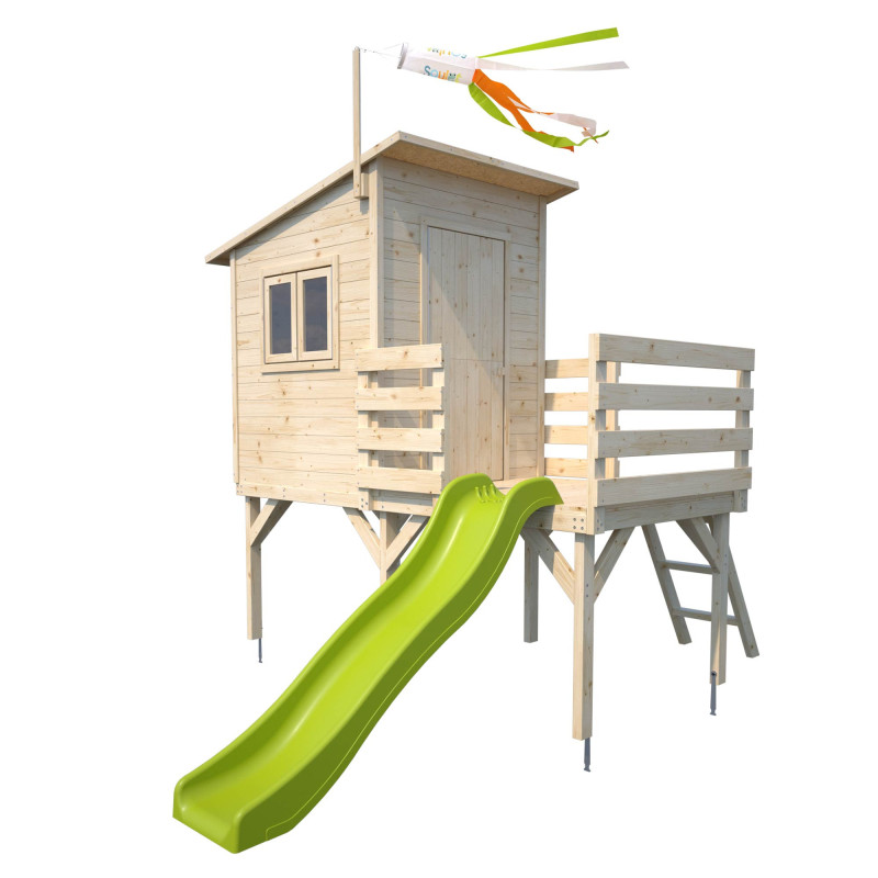 Maisonnette en bois sur pilotis avec toboggan - Portland | Greenweez
