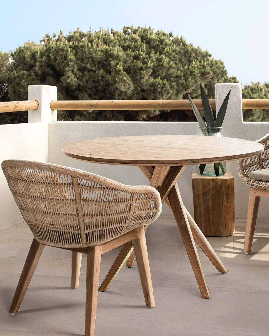 Shiraz - Table repas ronde en teck massif D110 cm 4/6 pers. | Greenweez