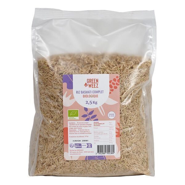 Riz basmati complet bio 2,5kg | Greenweez