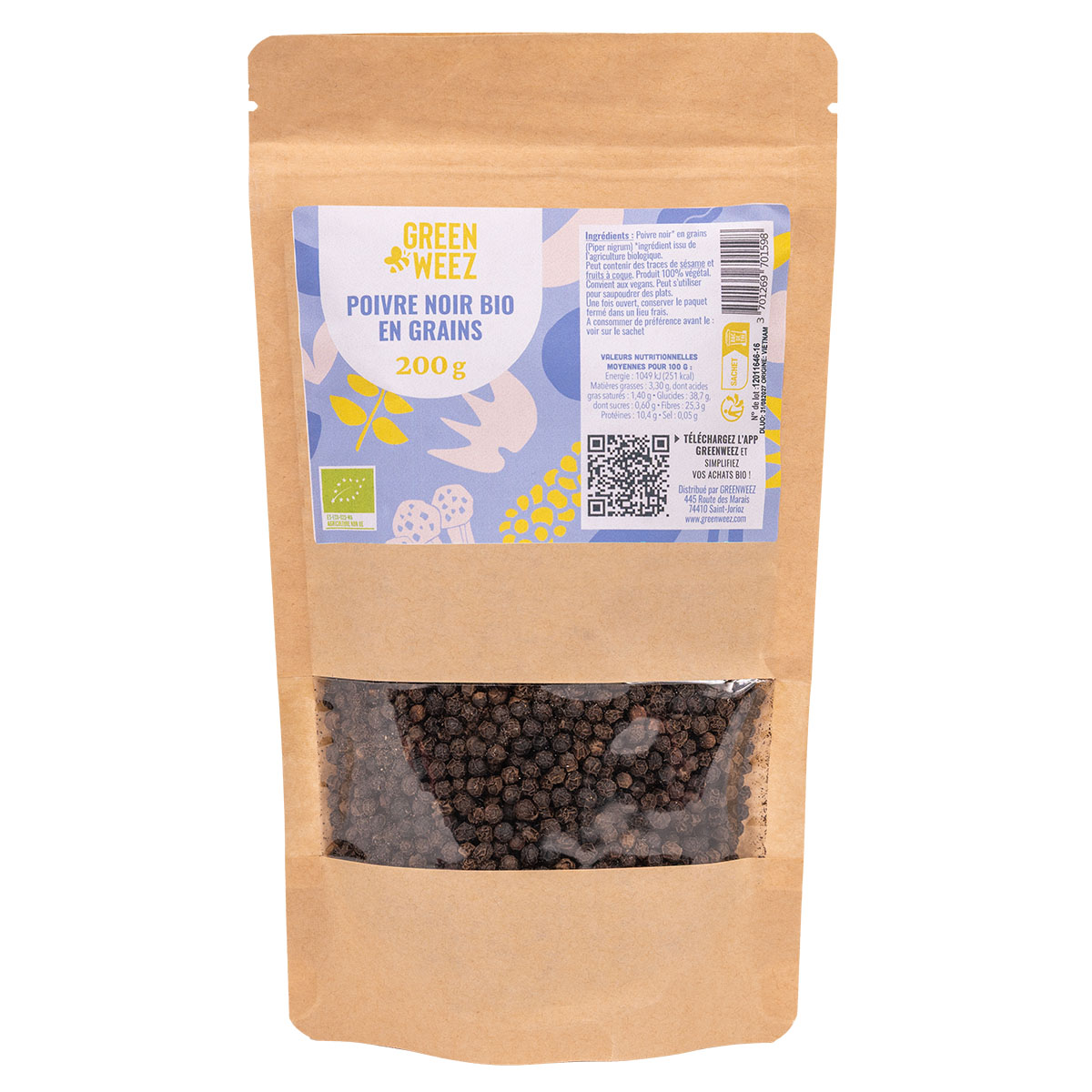 Poivre noir en grains Bio 200g | Greenweez