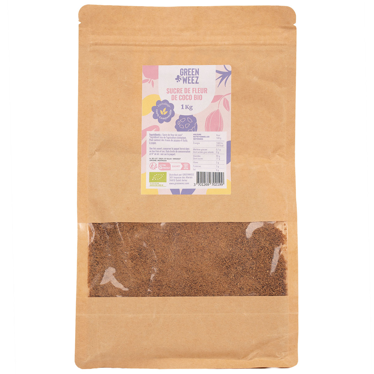Sucre de fleur de coco Bio 1kg | Greenweez