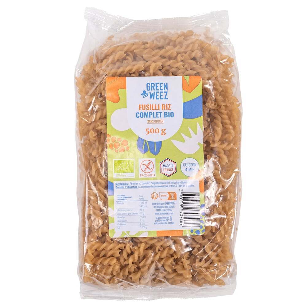 Fusilli bio riz complet sans gluten 500g | Greenweez