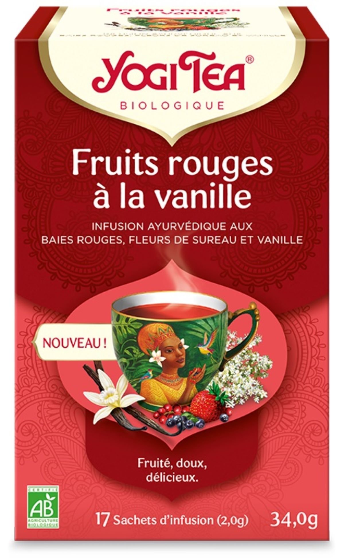 Infusion fruits rouges à la vanille bio 17 sachets | Greenweez