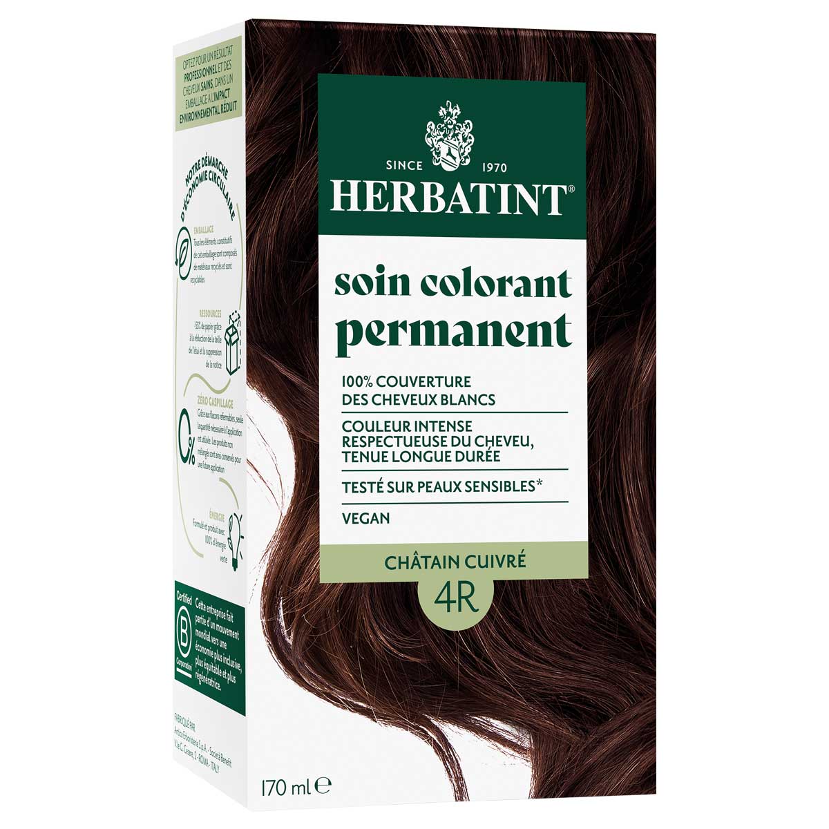Coloration permanent naturel 4R Châtain cuivré 170ml | Greenweez