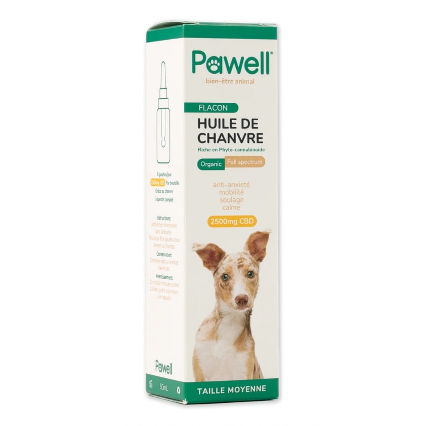 Huile de CBD 5% pour chien de taille moyenne - 10 ml - Pawell | Greenweez