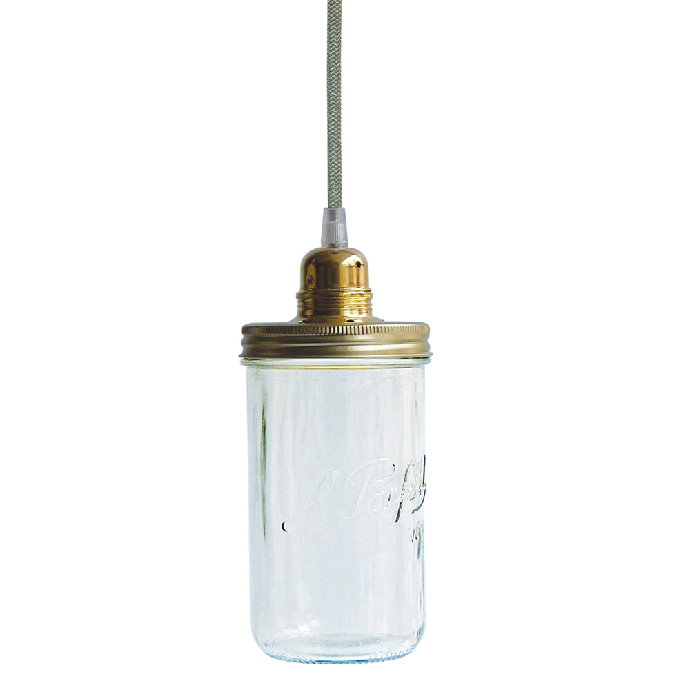 Lustre industriel en bocal verre 11/18 cm fil vert thym réglab. | Greenweez
