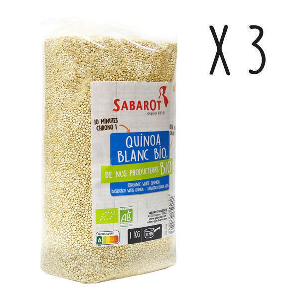 Lot de 3 X Quinoa blanc Bio - sachet 1Kg - Sabarot | Greenweez