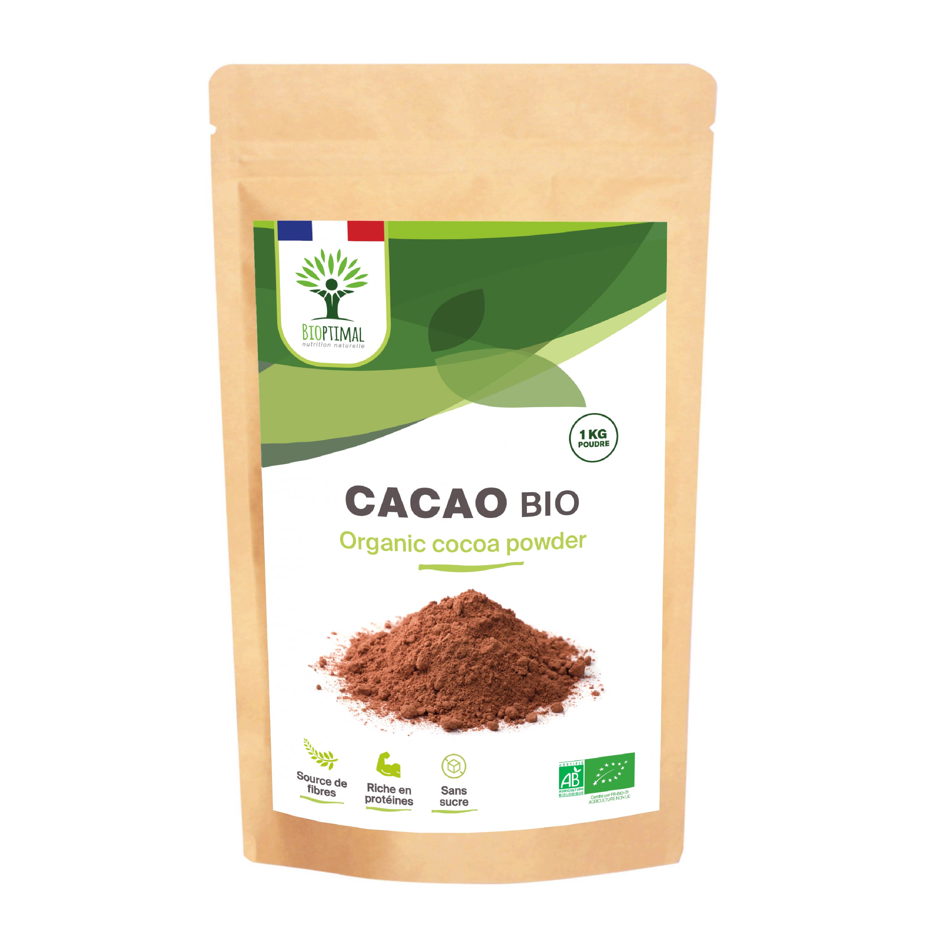 Cacao Bio en Poudre - Sans sucre - Conditionné en France - 1KG | Greenweez