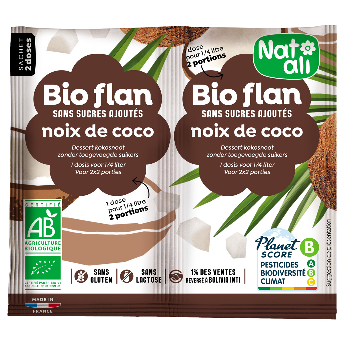 Bioflan Noix de Coco sans sucres ajoutés 8g | Greenweez